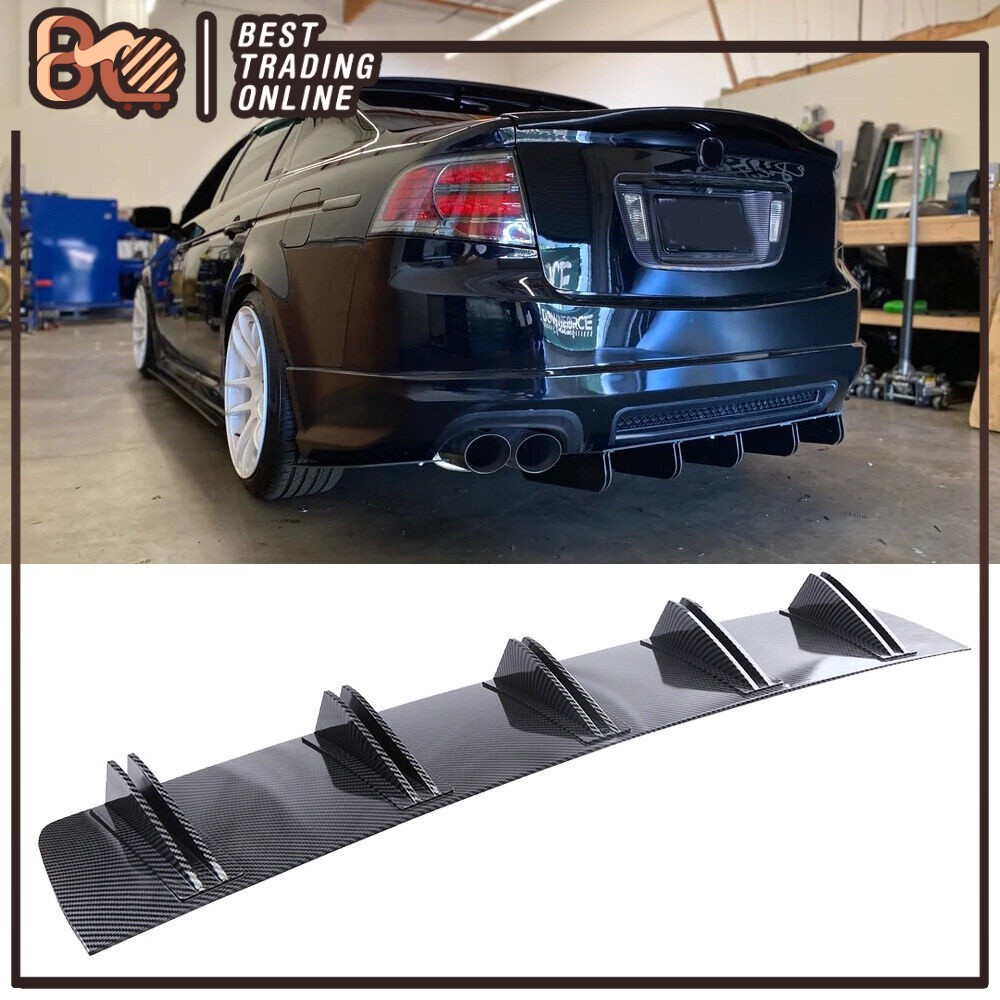 Universal Rear Lip Bumper Diffuser 5 Fins Spoiler Splitter Carbon Fiber ...