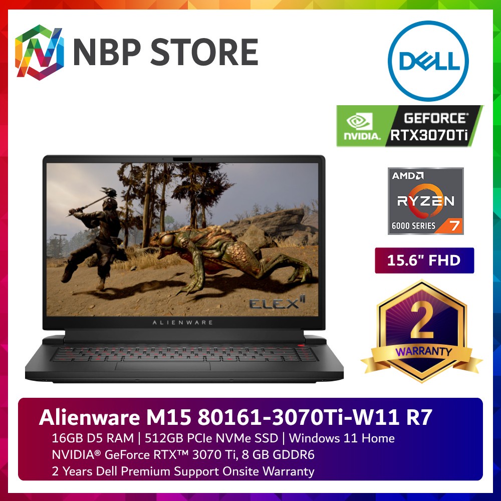 Dell Alienware M15 80161-3070Ti-W11 R7 15.6'' FHD 165Hz Gaming Laptop ...