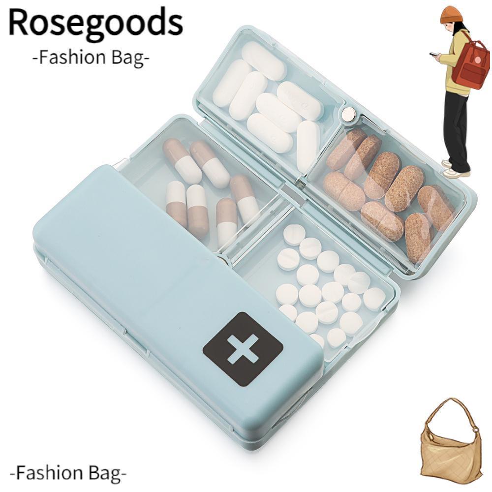 ROSE Travel Pill Organizer With Dual Lid Weekly Pill Case Box Portable ...