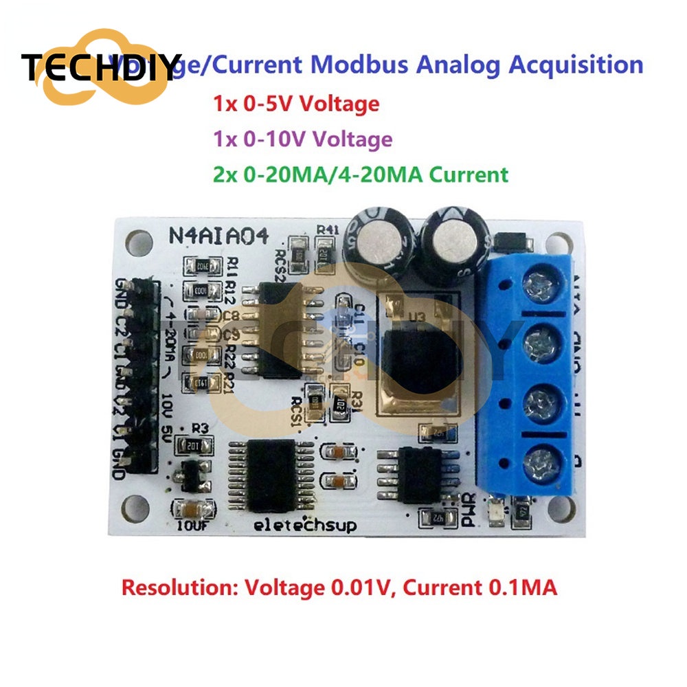 4-20MA RS485 Voltage Current Analog Collector ADC Modbus RTU 4-Channel ...