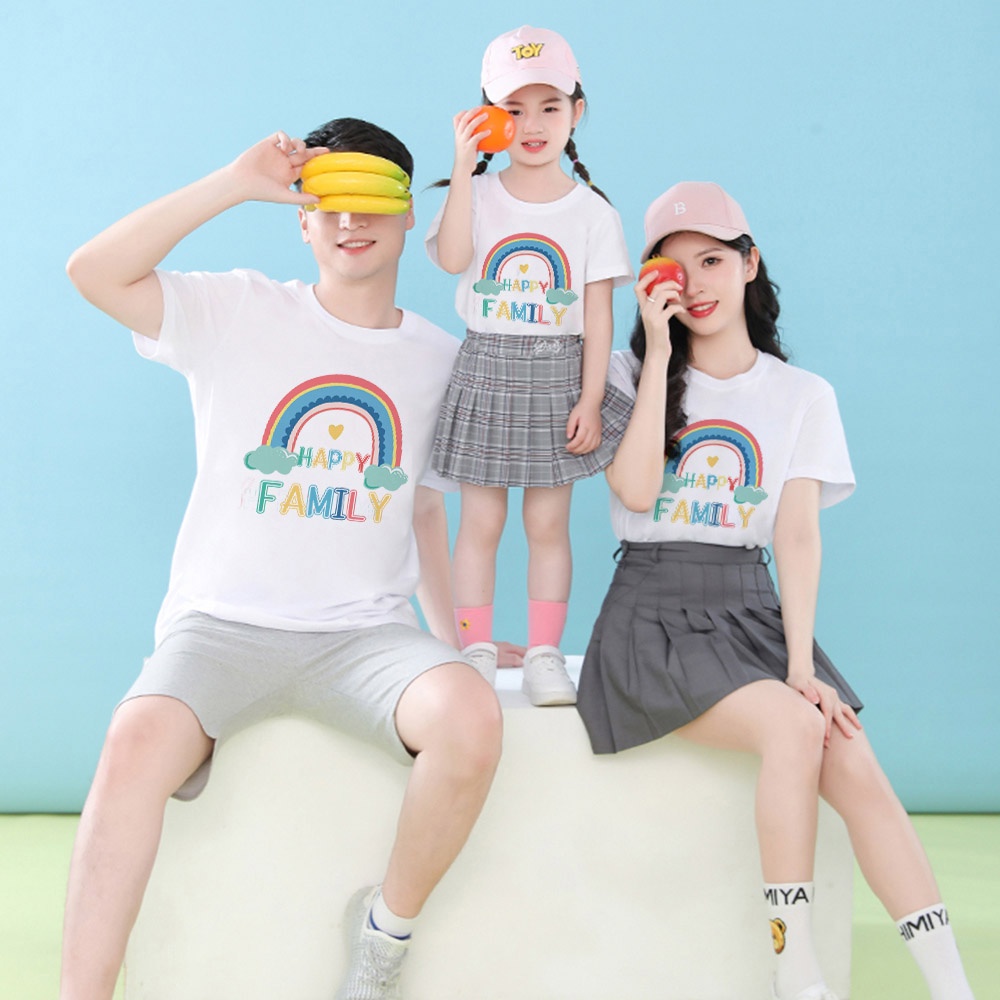 Rainbow Happy Family Print Family Matching Clothes Mother Father Kids ...