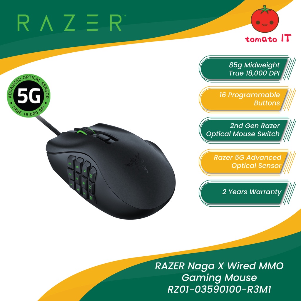 RAZER Naga X - Wired MMO Gaming Mouse - RZ01-03590100-R3M1 | Shopee ...