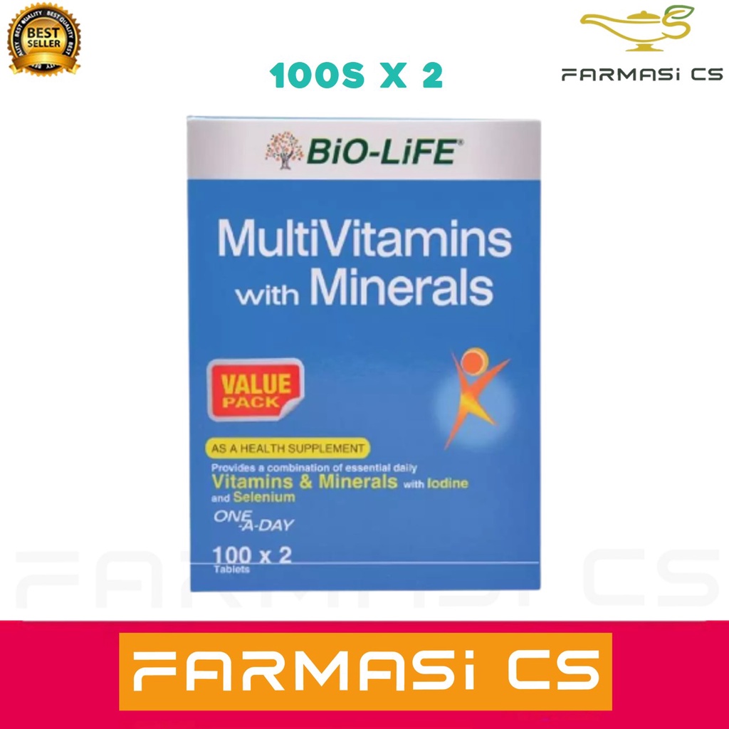 Bio-Life MultiVitamins with Minerals 100 Tablets x 2 (TWIN) EXP:05/2025 ...