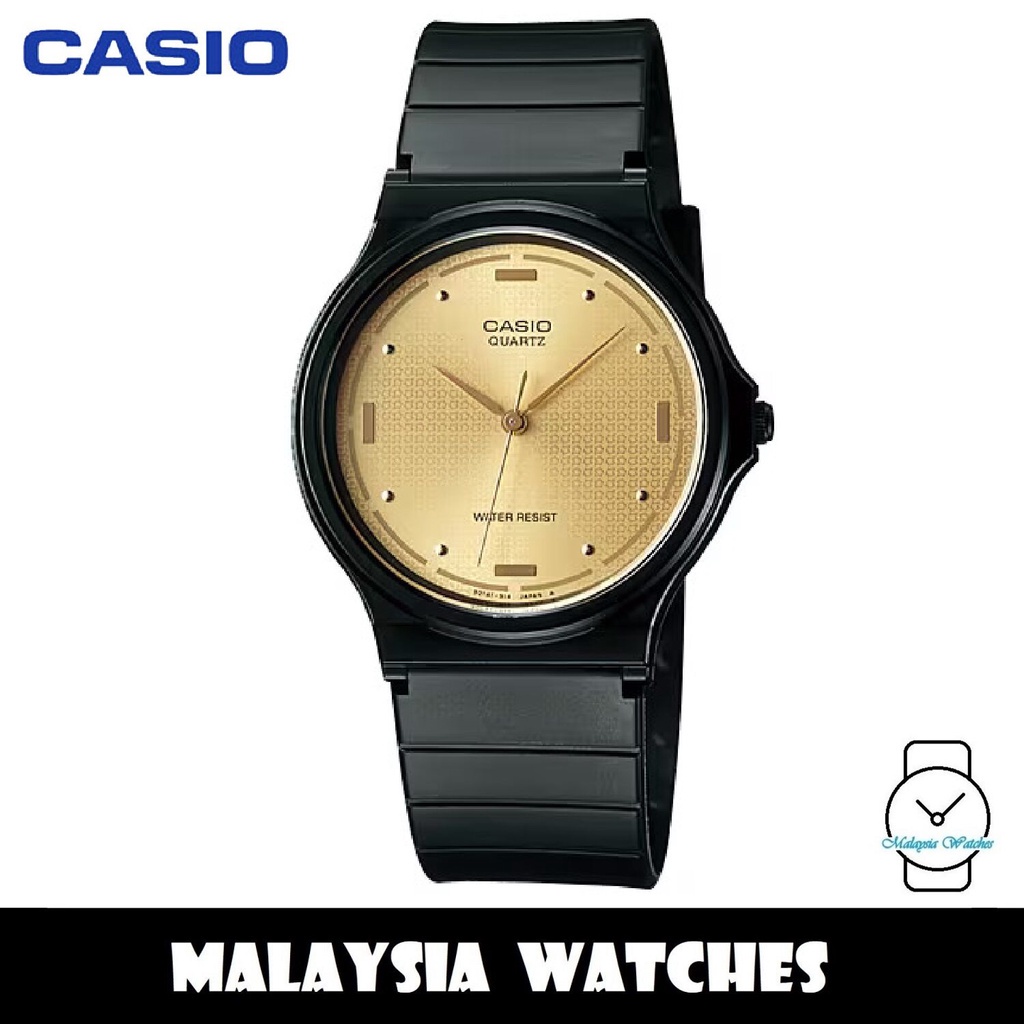 (100% Original) Casio MQ-76-9A Classic Quartz Analog Gold-Tone Dial Black Resin Case & Strap ...