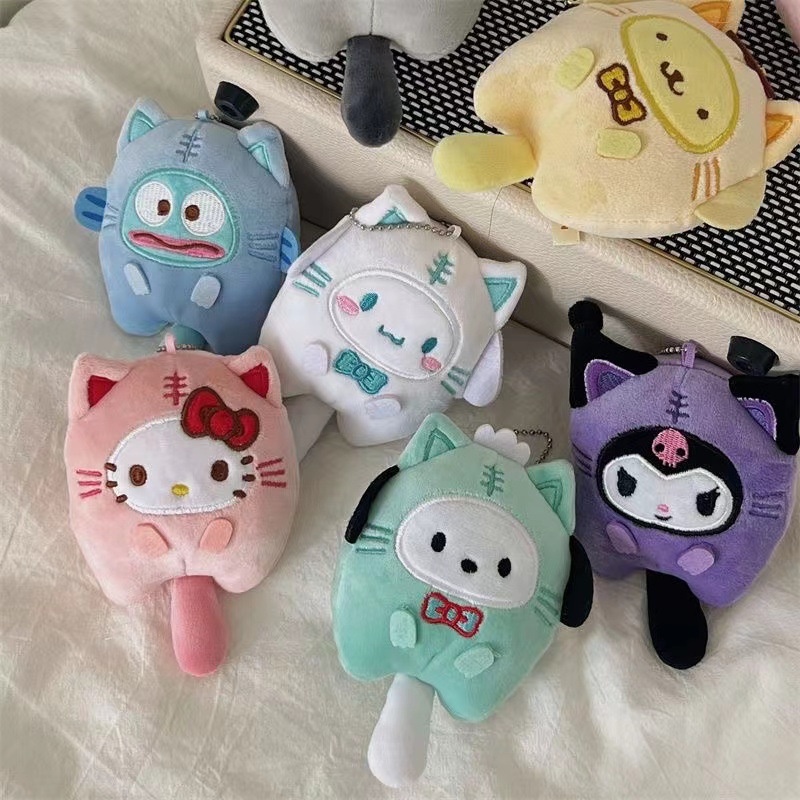 Sanrio Kawaii Plush Toy Kuromi Cinnamoroll Melody Plush Pendant School ...
