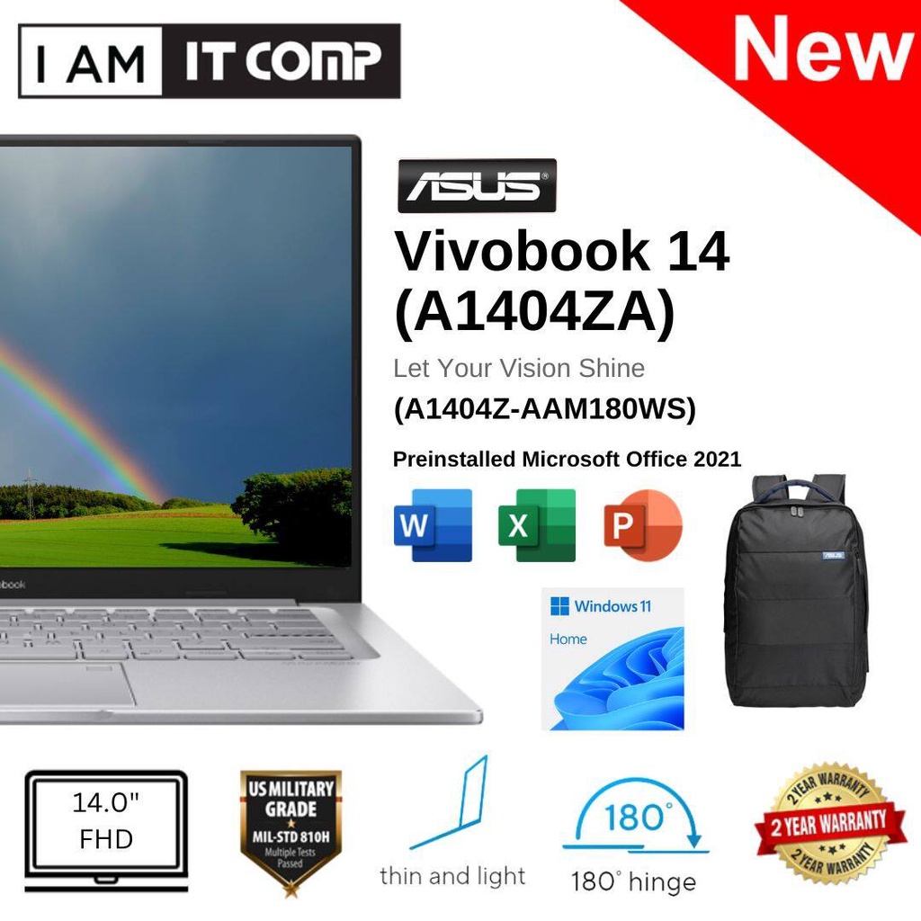 ASUS VIVOBOOK 14 (A1404ZA) i5-1235U/8GB/512GB SSD/14" FHD, 60Hz/UHD ...