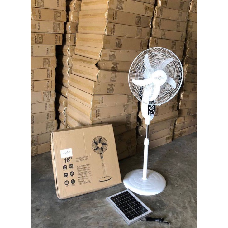 Kipas Solar Fan Solar Electric Fan 16 Inch Rechargeable Fan 10W Panel ...