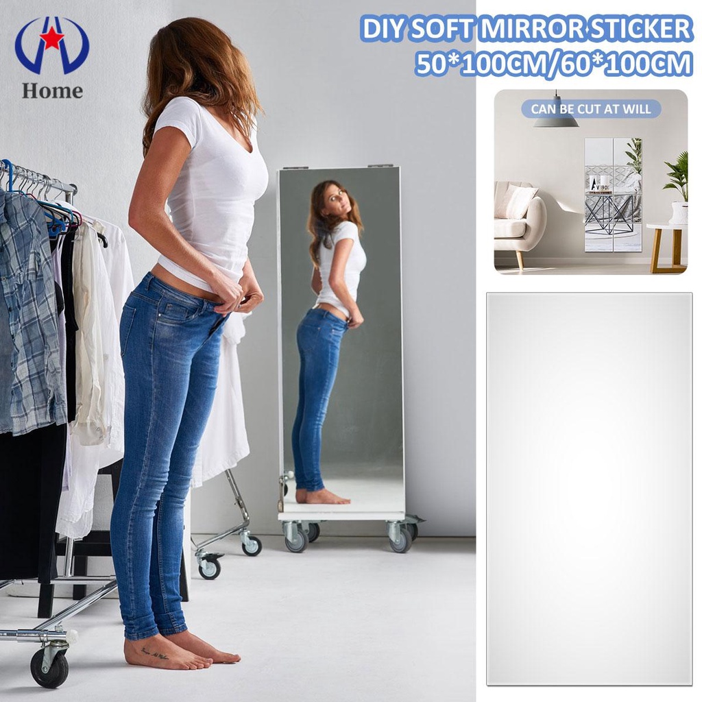 Self Adhesive Mirror Stickers Flexible Mirrors Sheets Cuttable DIY Wall ...