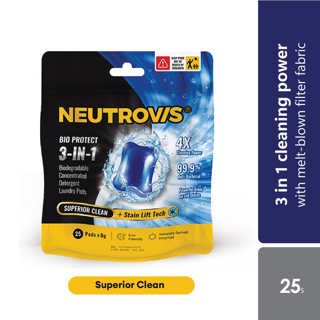 Neutrovis 3 In 1 Laundry Pods 8g x 25s (Superior Clean / Colour Fresh ...