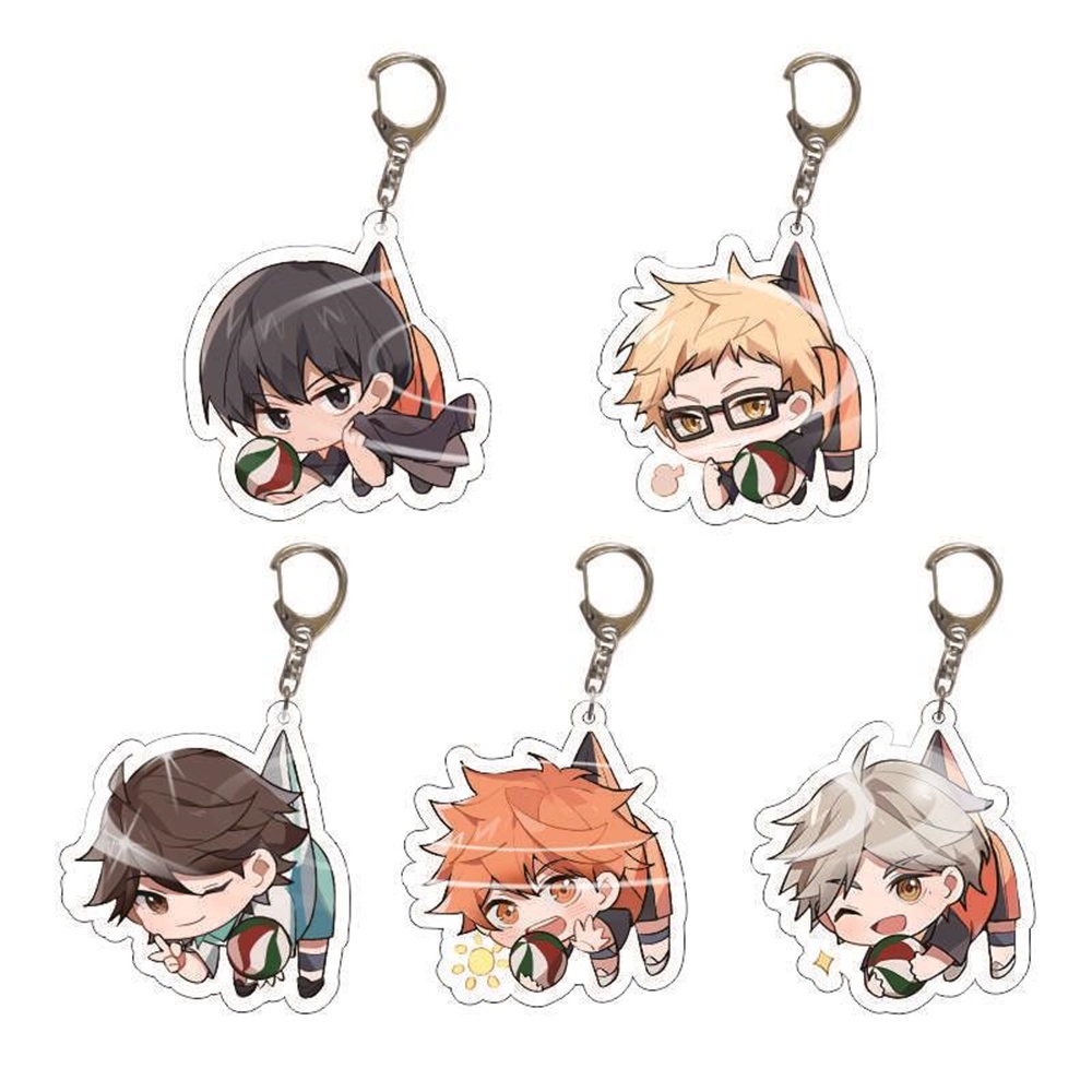 Cute Volleyball Boy Key Chain Ring Anime Haikyuu!! Keyring Cute Cartoon ...