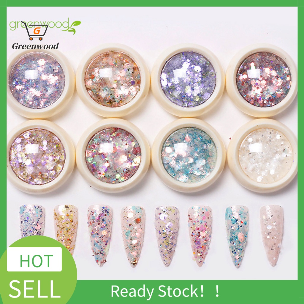 GRE 8 Boxes Nail Decoration Sequin Glitter Shining Iridescent Mixed ...