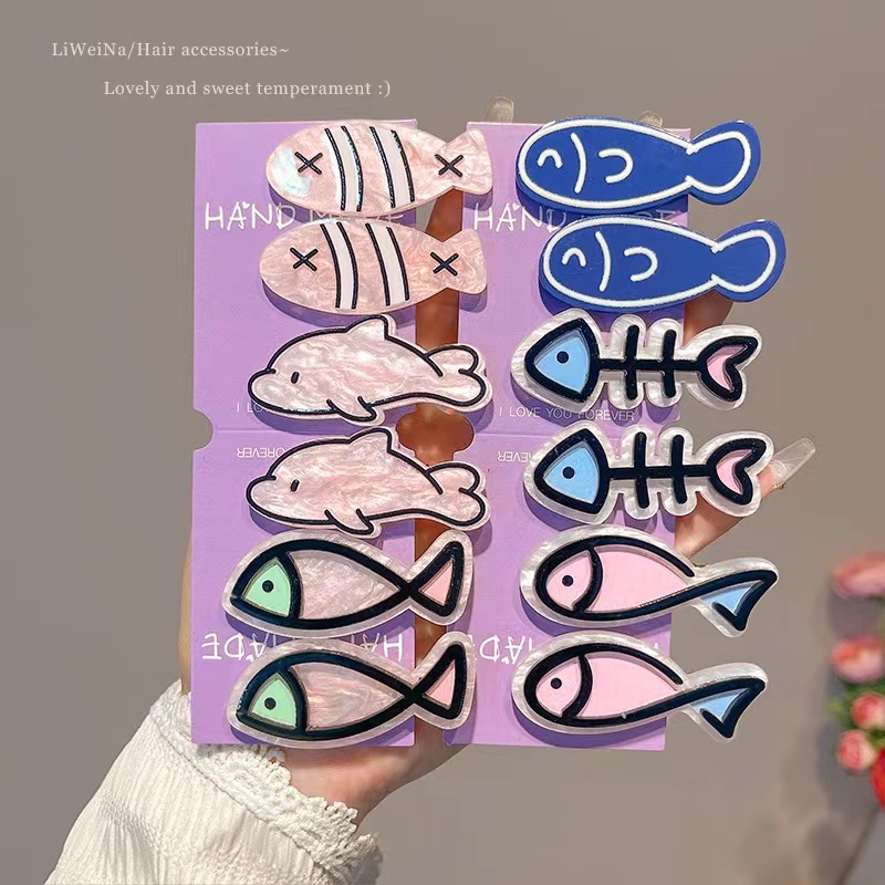 Cartoon Small Fish Hair Clip Cute Girl New Bangs Clip Fish Bone Hair ...