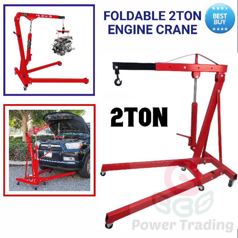 2T HYDRAULIC FOLDING ENGINE CRANE FOLDABLE HEAVY DUTY FOR WORKSHOP ...