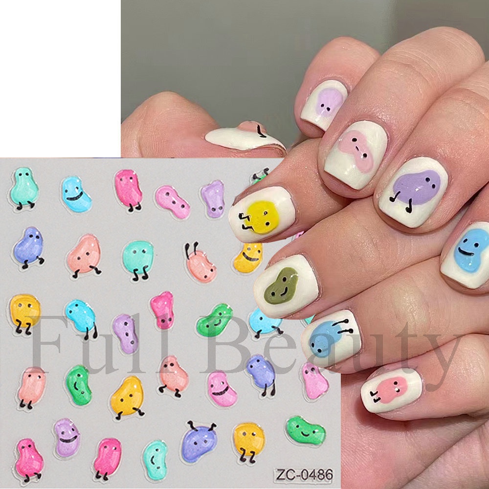 Manicure Decals Cute Peas Jelly Gum Colorful Funny Manicure Stickers ...