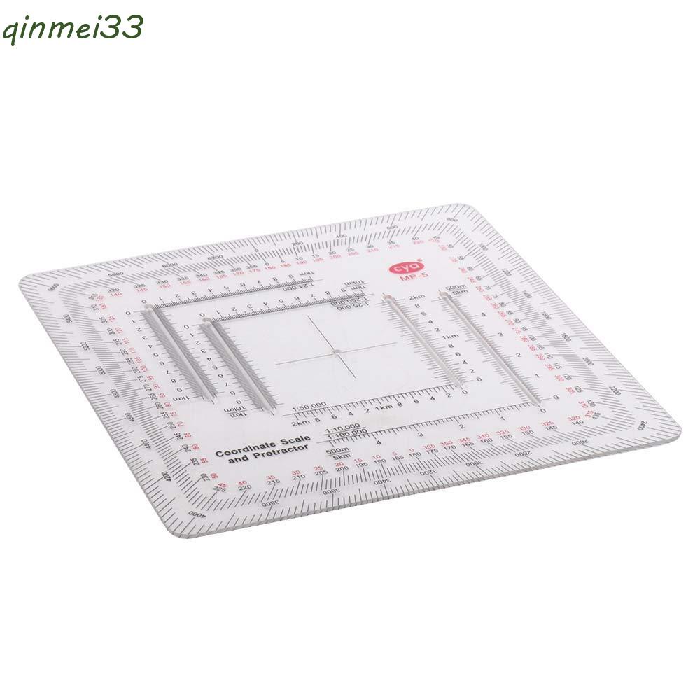 QINMEI Land Navigation Protractor Measuring Tool Topographical Square ...