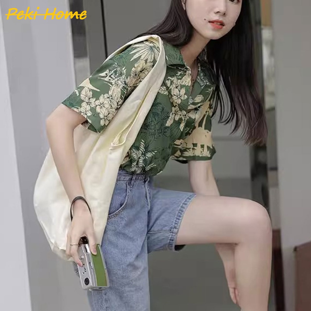 Floral Short Sleeve Shirt Songkran Can Be Worn By Both Men And Women ...