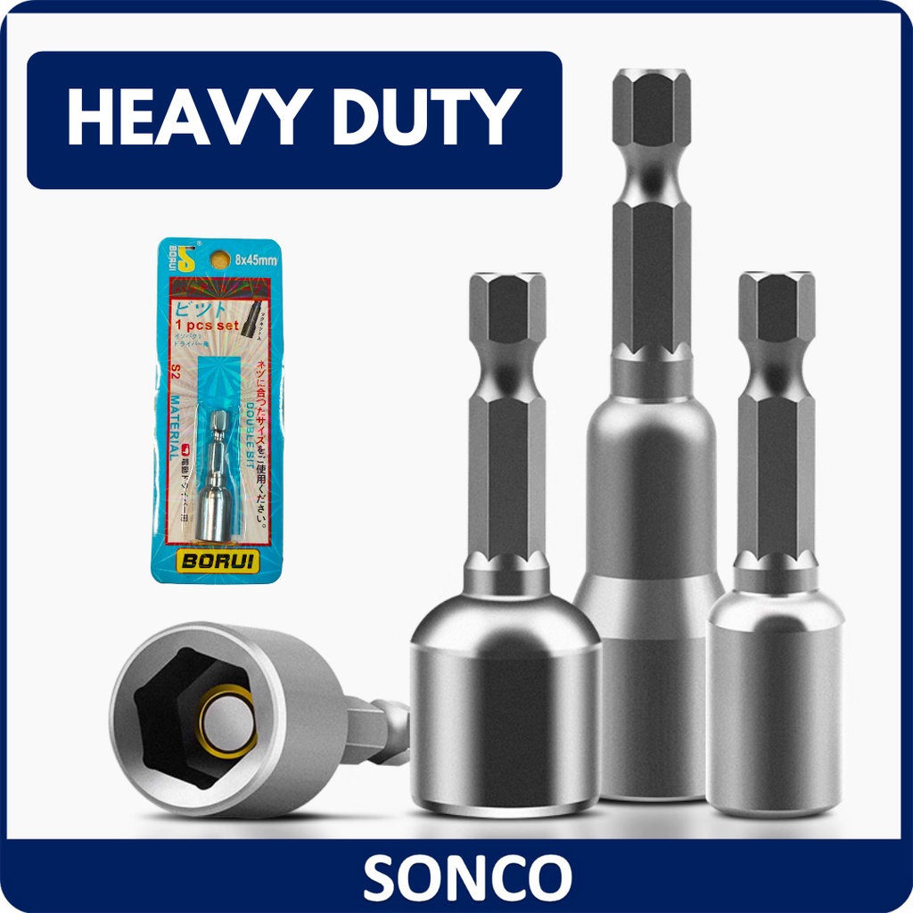 Borui Hexagon Magnetic Nut Bolt 1/4"Hex Shank 45mm 65mm Drill Tool Bit ...