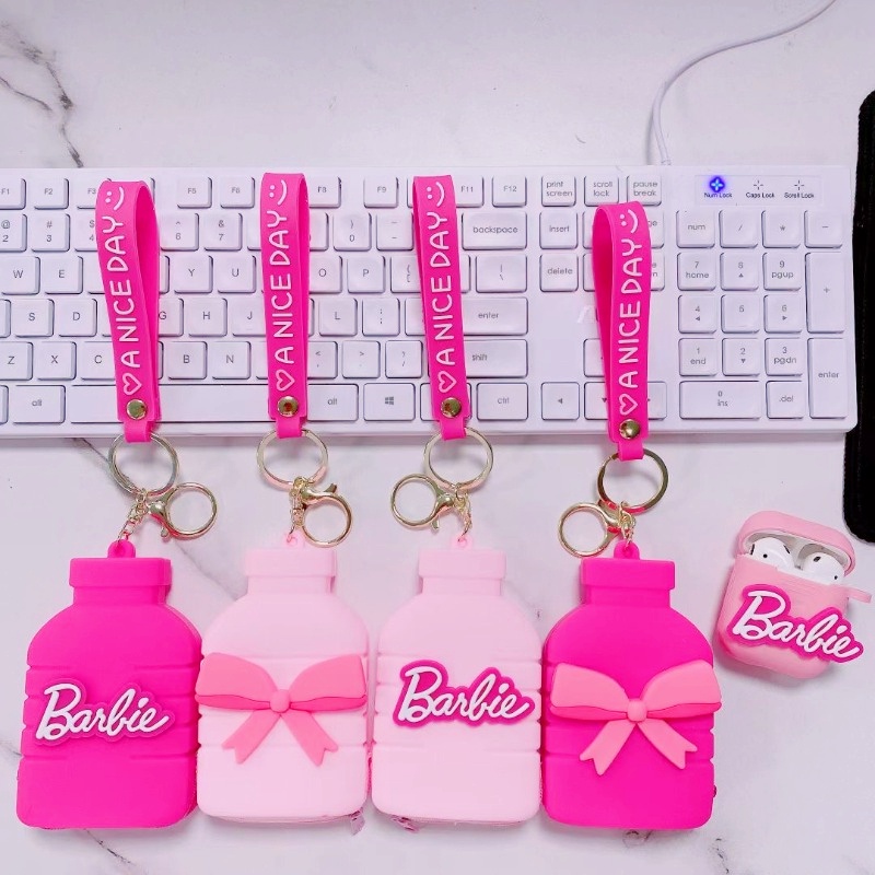 Pink Barbie silicone Coin wallet Creative Barbie key chain Bag pendant ...