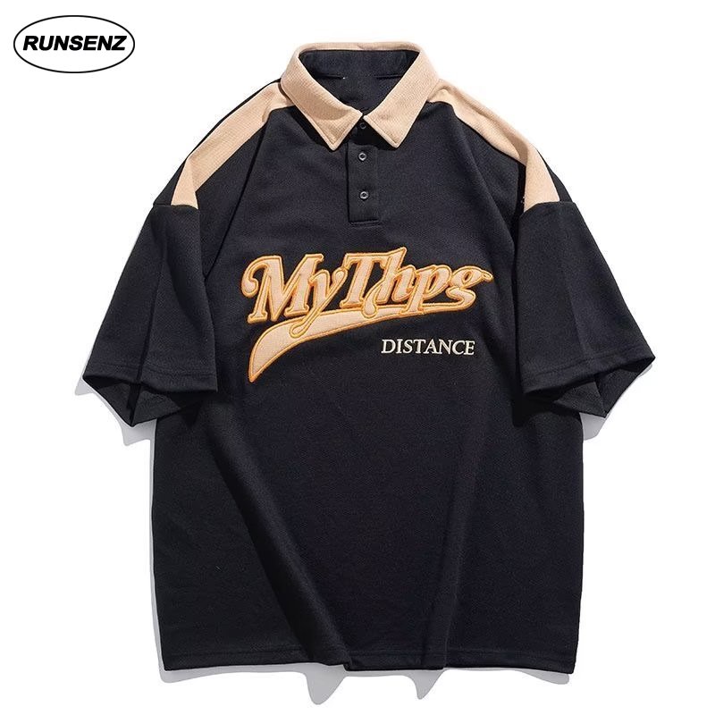 M-8XL New Korean Short Sleeve Polo T Shirt Men Plus Size Casual Loose Oversized Shirt Top ...