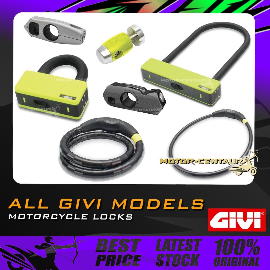 KUNCI MOTOSIKAL GIVI SECURITY CABLE/ARMOUR CUP/BRAKE LEVER/DISC LOCK ...