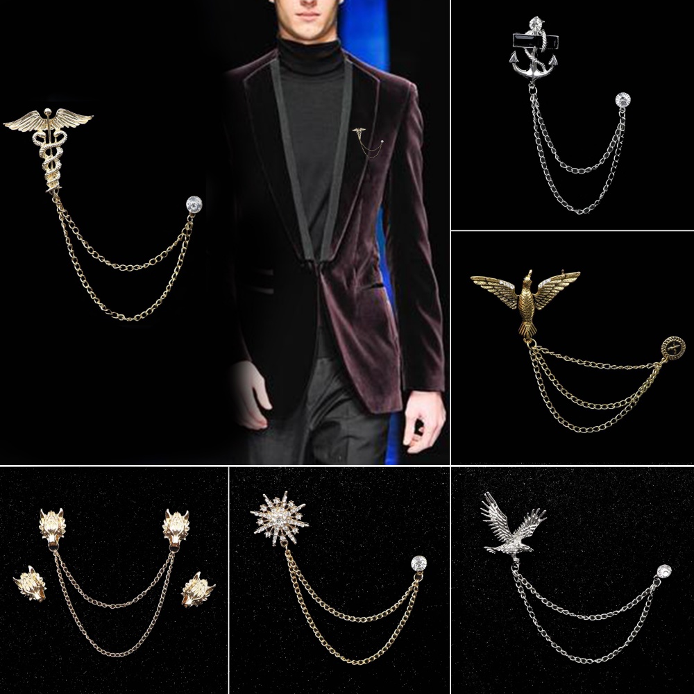 ZONFAZ Mens Vintage Chain Brooch Pins Delicate Novelty Tassels Brooches ...