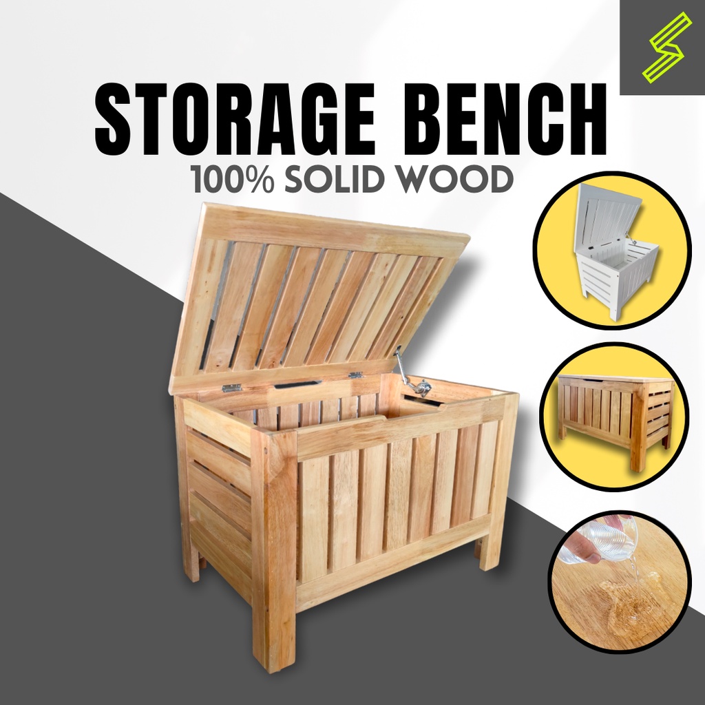 Storage Bench Storage Cabinet 100% Solid Wood Rubberwood Waterproof ...