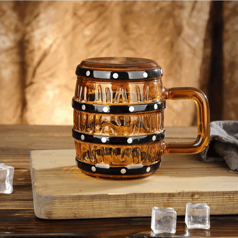One Piece Straw Hat Group Classic Wooden Barrel Cup Glass With Lid ...