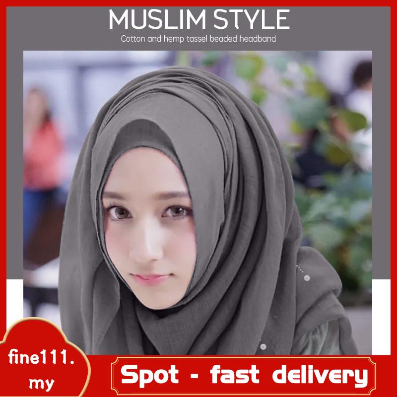 【Malaysia stock】Tassels Rhinestone Bead Scarf Lightweight Long Soft ...