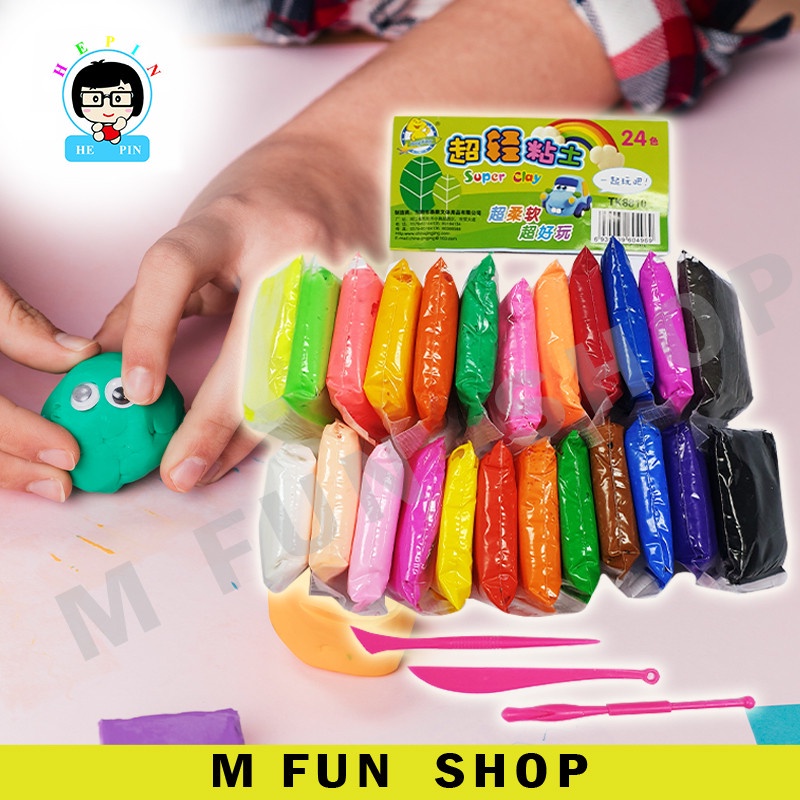 *Ready Stock* Modeling Clay 12/24 Colour Non-toxic Air Dry Super Light ...