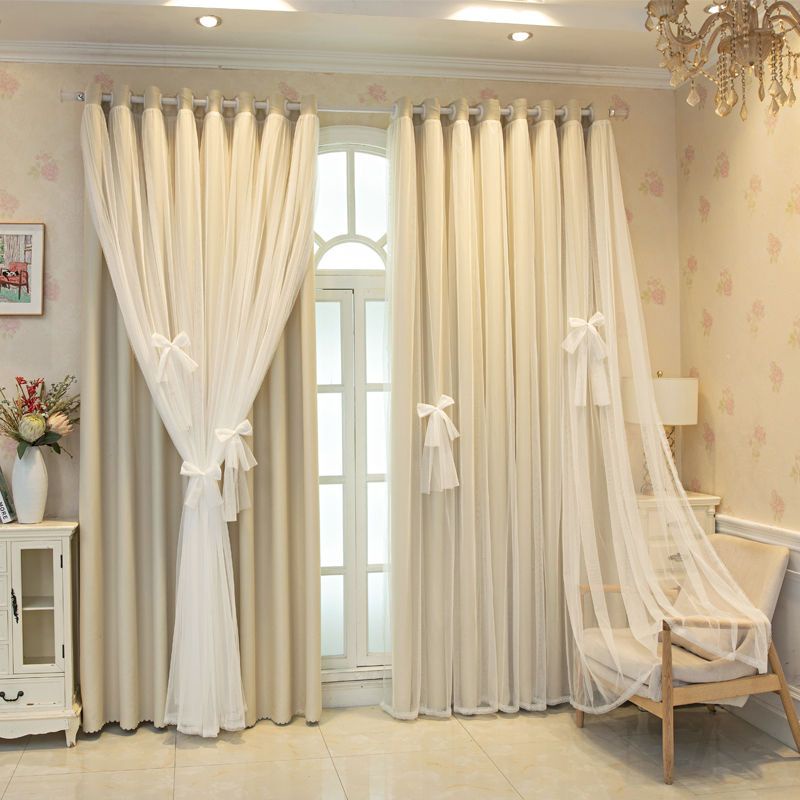 FREE SHIPPING High-end Simple Style Curtain Langsir Cream Color Solid ...