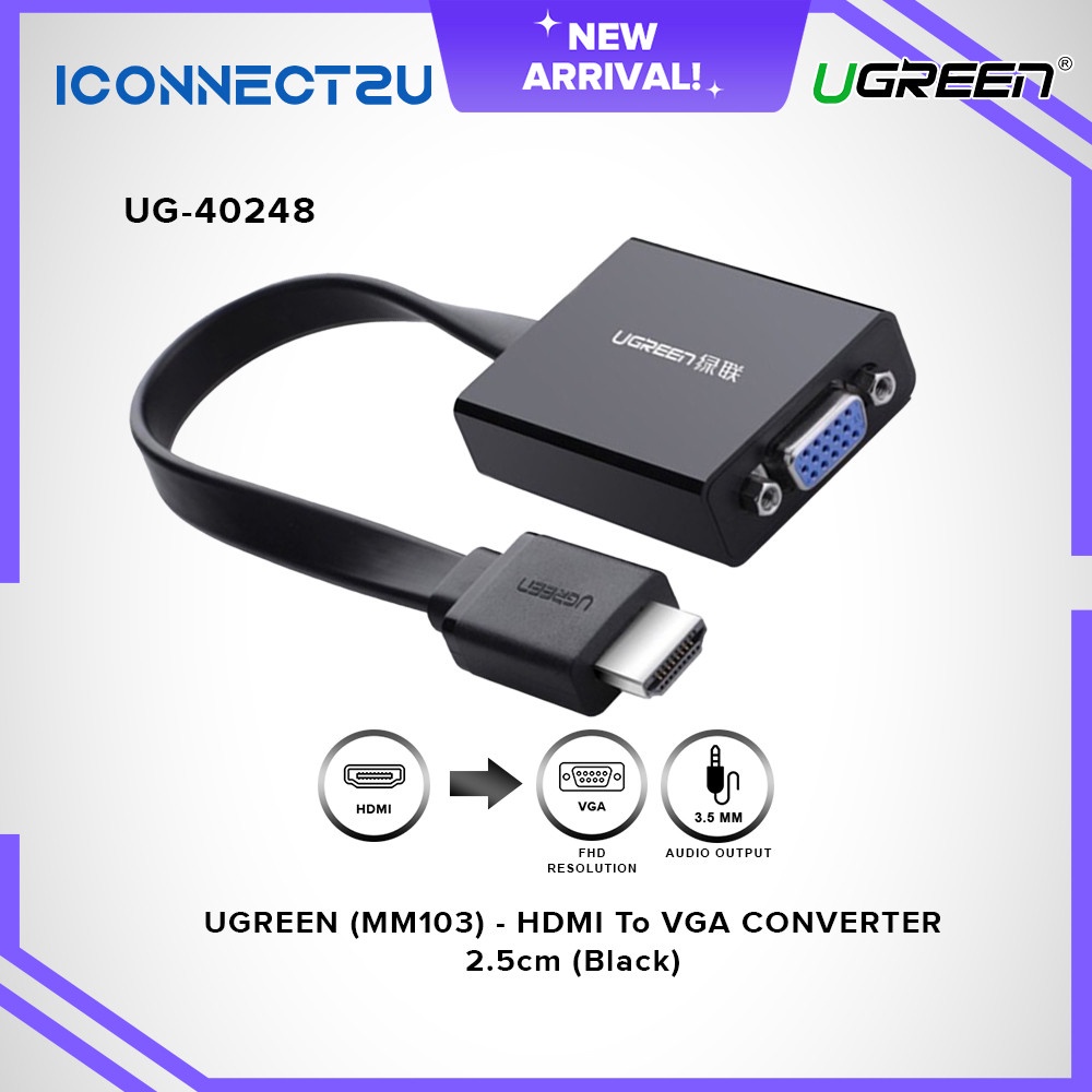 Ugreen (MM103) 40248 HDMI To VGA Converter (2M) - Black | Shopee Malaysia