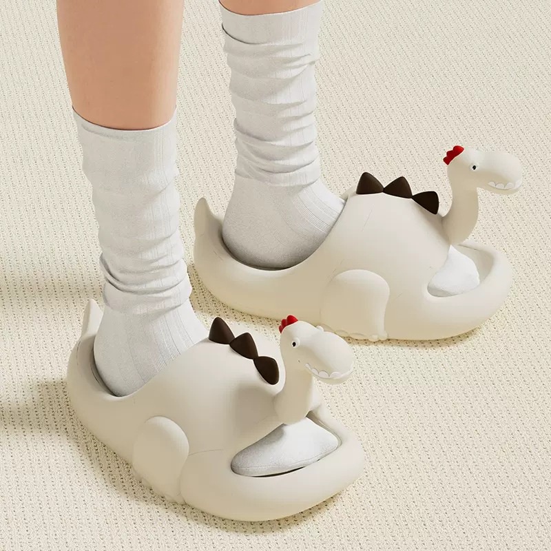 Dinosaur Slippers for Women Summer Cute Cartoon Indoor EVA Thick Sole ...