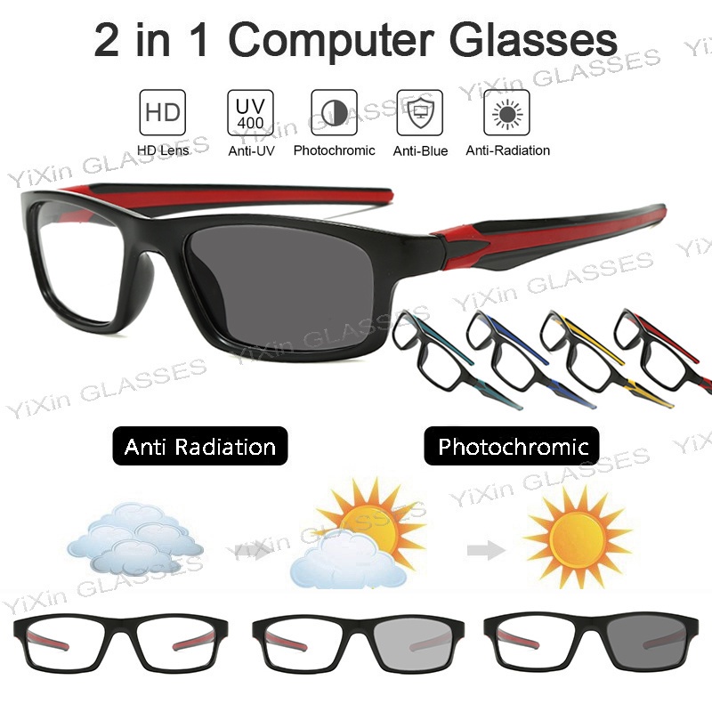 Photochromic Anti Radiation Eye Glasses For Men Women Anti Blue Light ...