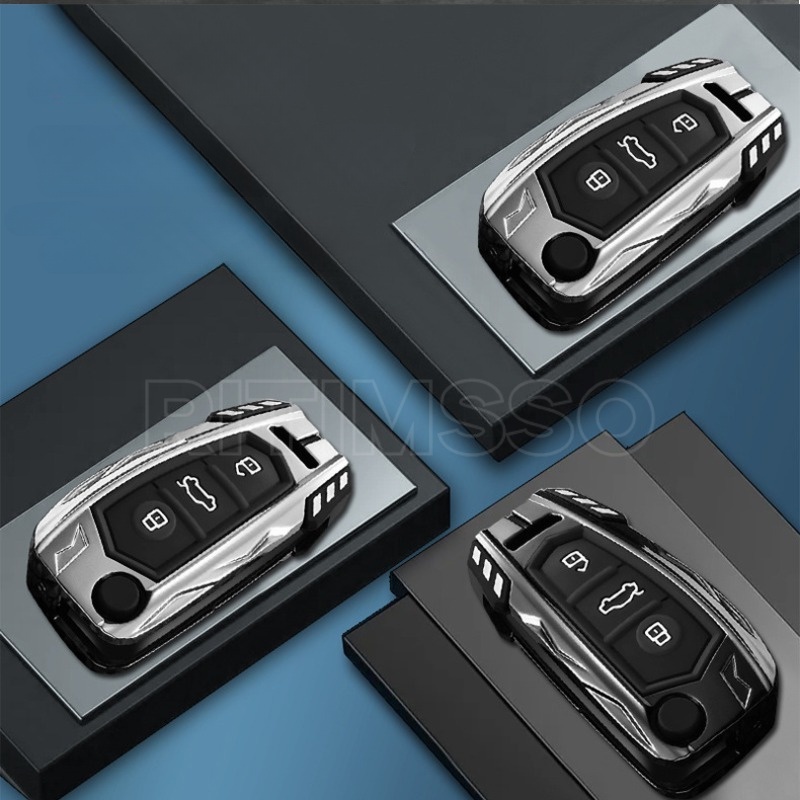 Alloy Folding Car Key Case Cover for Audi A1 A3 A6 C5 C6 Q3 Q2 Q7 TT ...