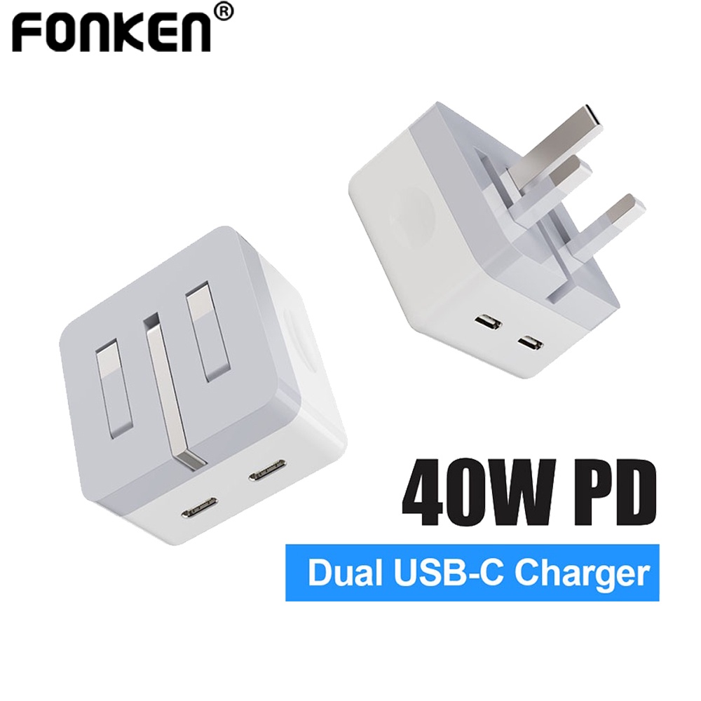 Fonken UK 40W Dual Ports Type C Wall Charger 35W Fast Charging Power ...