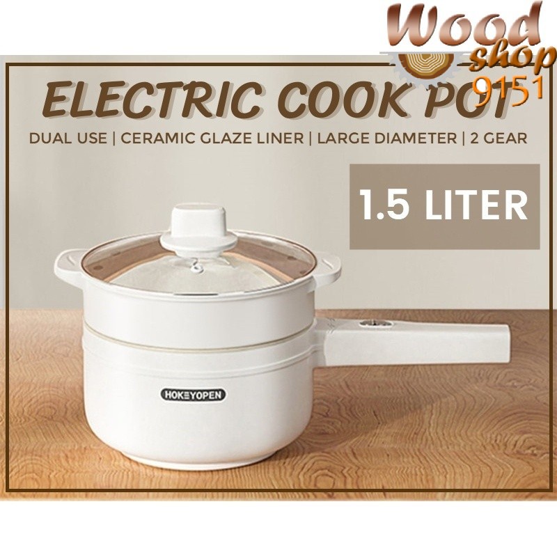 1.5L Mini Cooking Pot Multifunctional Electric Cooker Ceramic Glaze Non ...
