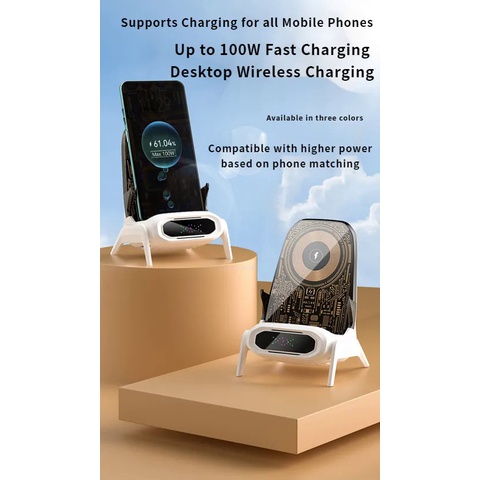 Transparent Wireless Charger Supports All Mobile Desktop Stand 100W ...