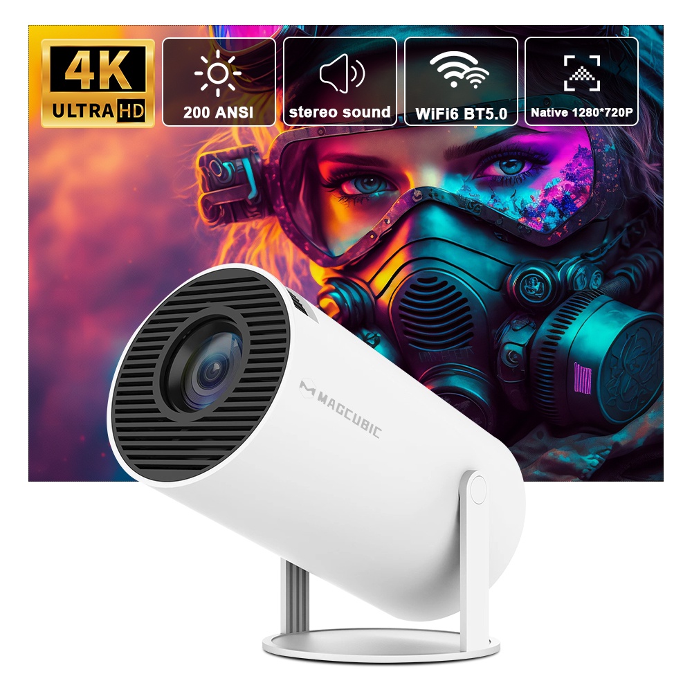Hy300 Projector 4k Android 11 Dual Wifi6 200 Ansi Allwinner H713 Bt5 0