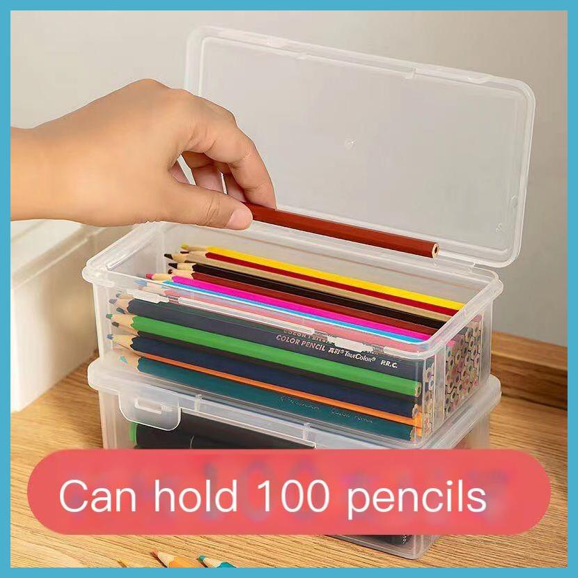 Pencil Box Transparent Plastic Large Capacity Opening Easy to Take ...