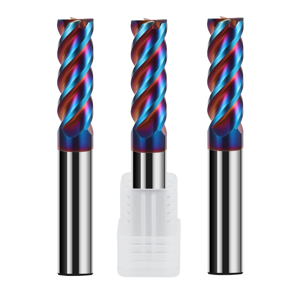 Vsharp HRC65 Carbide Square End Mill Set 4 Flutes Titian Coated Milling ...