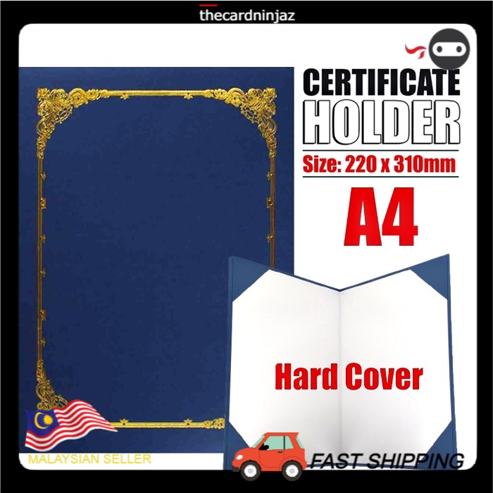 TCNGV A4 Certificate Holder Hard Cover with Gold Border/Durable Fail ...