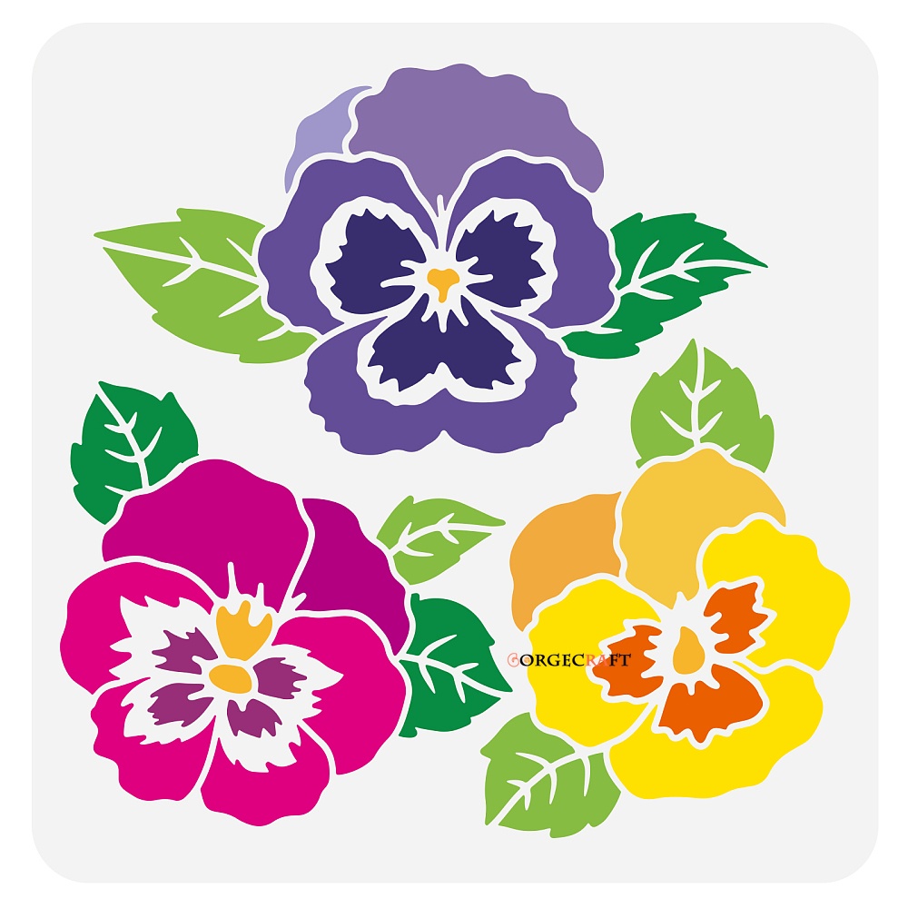 1pc Pansy Painting Stencils 11.8x11.8inch Reusable Pansy Flower Drawing ...