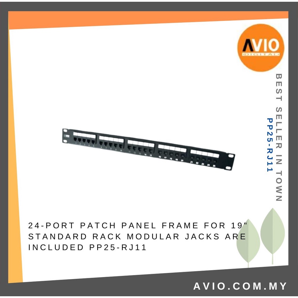 24-Port Patch Panel Frame for 19" Standard Rack Modular Jacks are ...