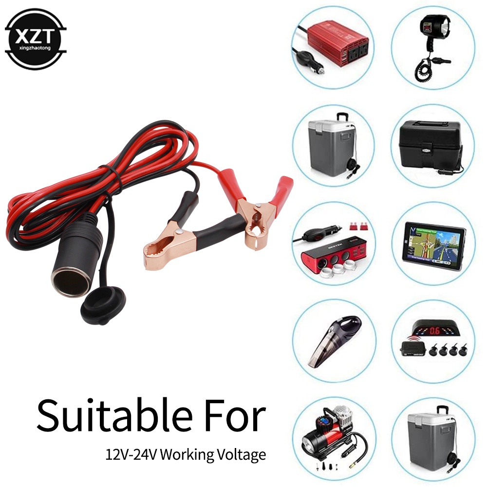 10A Car Battery Adapter Car Battery Pump Alligator Clip Power Outlet ...
