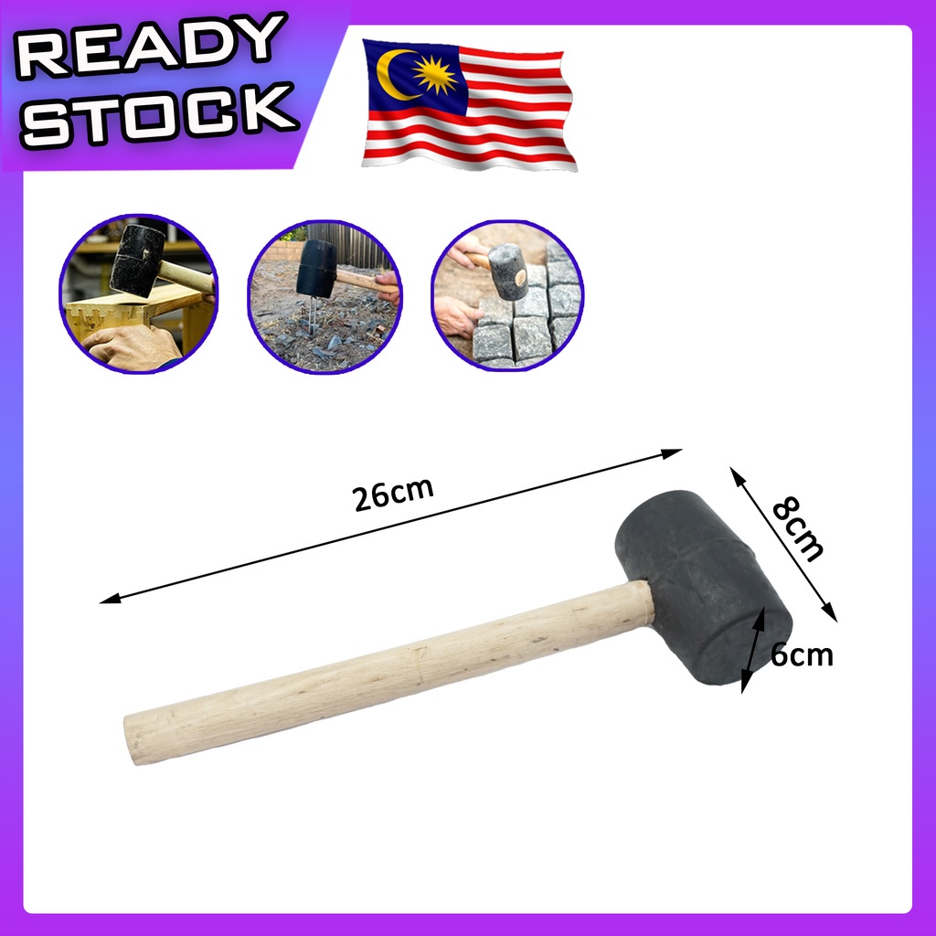 Rubber Hammer Wood Handle 300g Multifunctional Solid High Quality ...