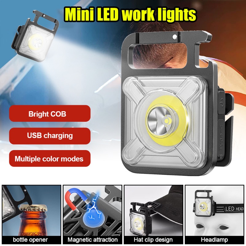 Mini LED Flashlight Keychain Pocket Light Multifunctional USB ...