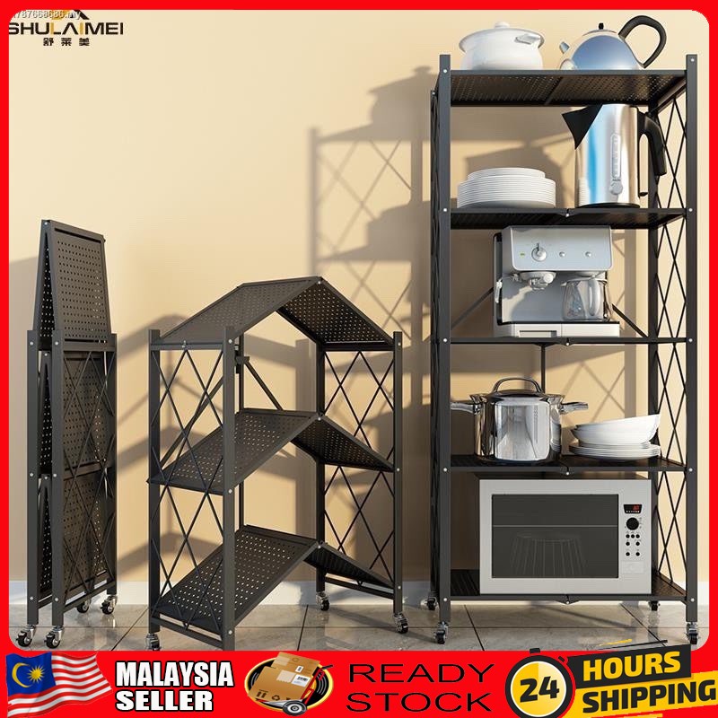 3Tier/4Tier/5Tier Multipurpose Heavy Duty Folding Rack Metal Rack Shelf ...