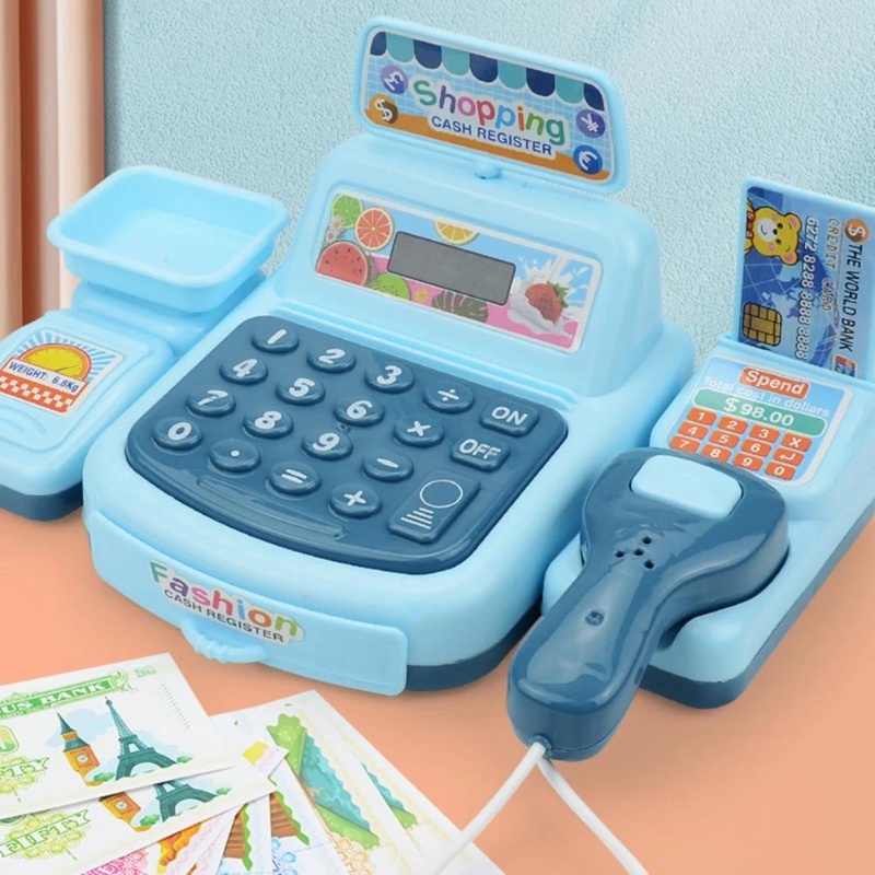 Cash Register Machine Toy Children Pretend Play Supermarket Toys ...