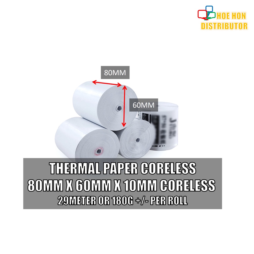[No Core] 80mm x 60mm 27m 70gsm 172g Thermal Paper 10 Roll Roll 80x60 ...