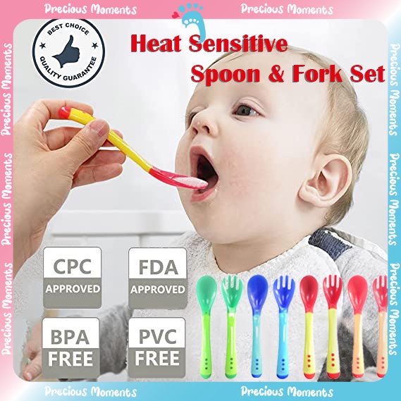 PM Baby Heat Temperature Sensing Color Changing Babies Feeding Spoon ...